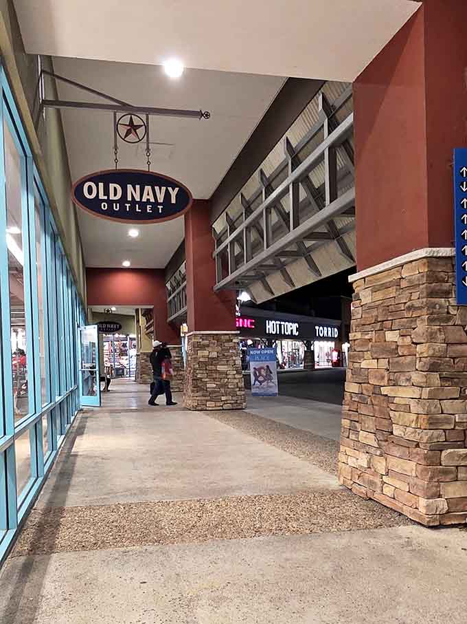 Old Navy's welcoming entrance with that signature star, proving that patriotic branding and family-friendly prices are an unbeatable American combination.