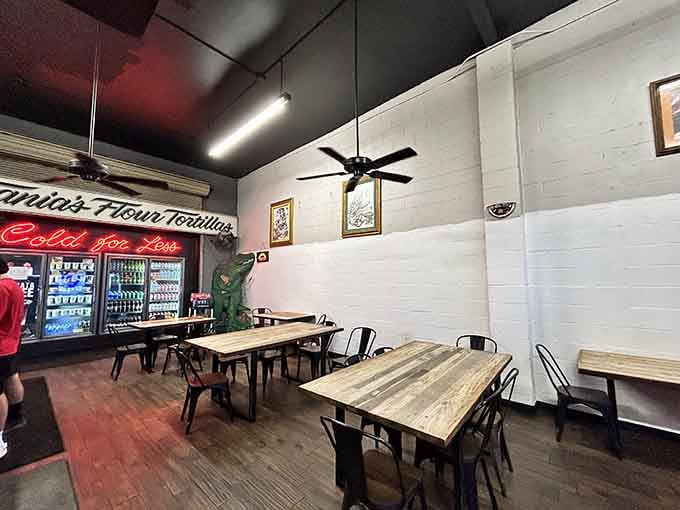 Clean lines and simple seating let the food take center stage, which is exactly how it should be.