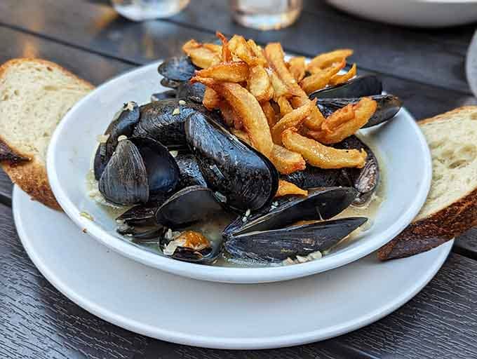 Mussels and fries together create the kind of harmony that makes you wonder why every meal isn't this good.