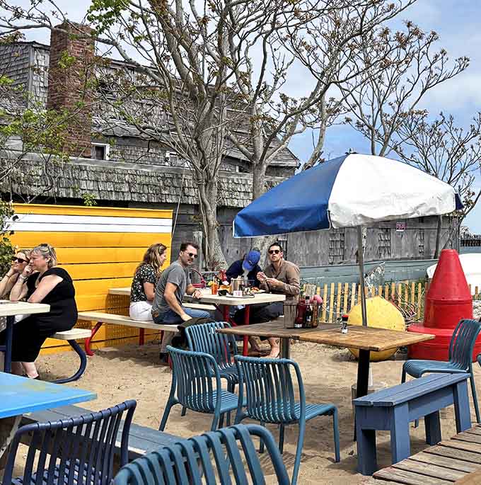 The outdoor seating area where strangers become friends over great food and even better Cape Cod weather.