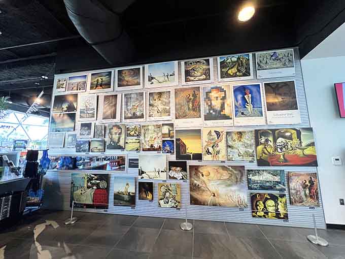 This wall of Dal&iacute; reproductions is like the world's most surreal photo album spread across an entire wall.