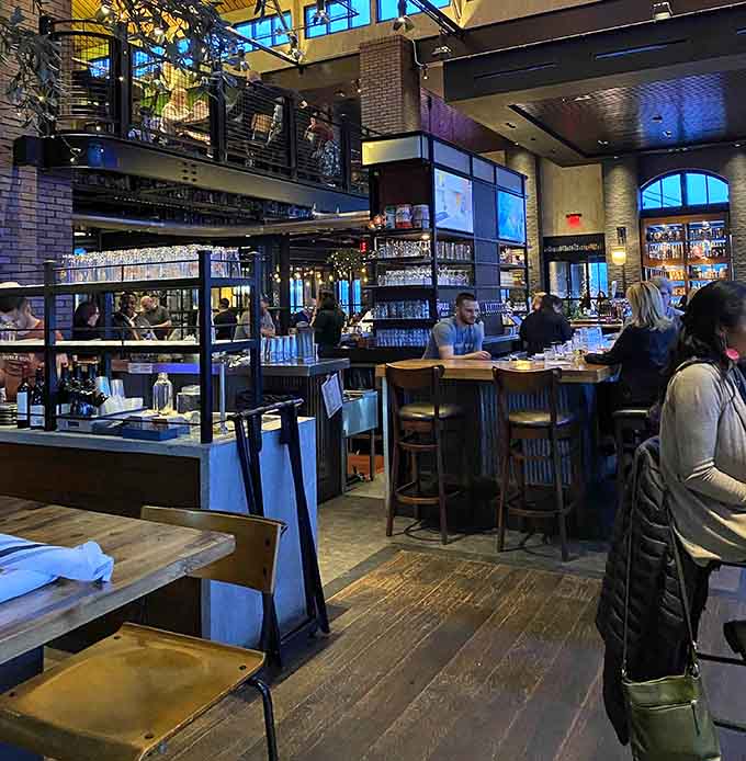 The buzz of happy diners in a space designed for conversation, laughter, and probably some friendly arguments.