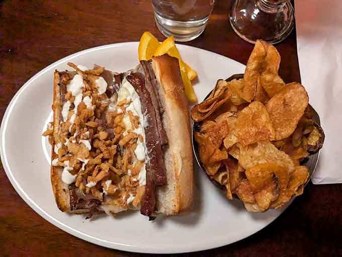 This cheesesteak comes loaded with toppings and enough melted goodness to make Philadelphia jealous of St. Louis.