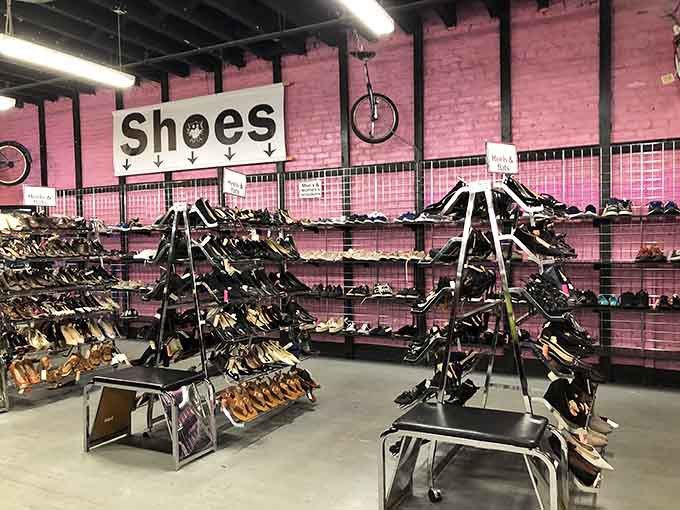 A shoe section so vast it requires its own zip code and possibly a GPS system.