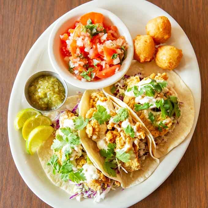 Oyster tacos with all the fixings prove fusion cuisine works beautifully when executed with this much care.