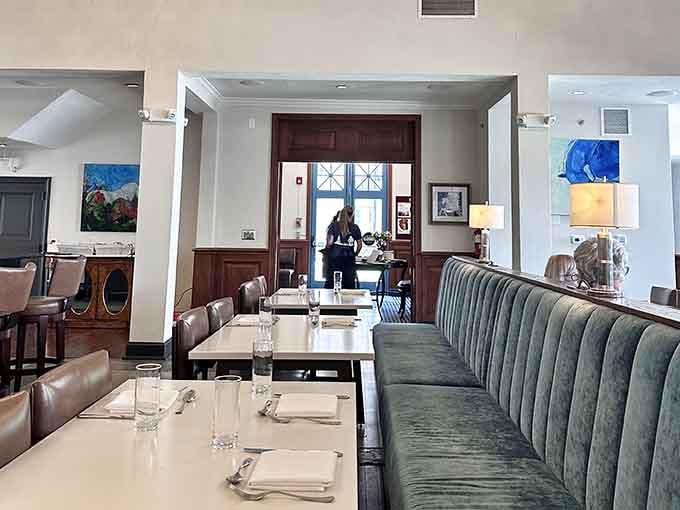 Plush velvet banquettes and carefully set tables create an atmosphere where special occasions feel even more special than usual.