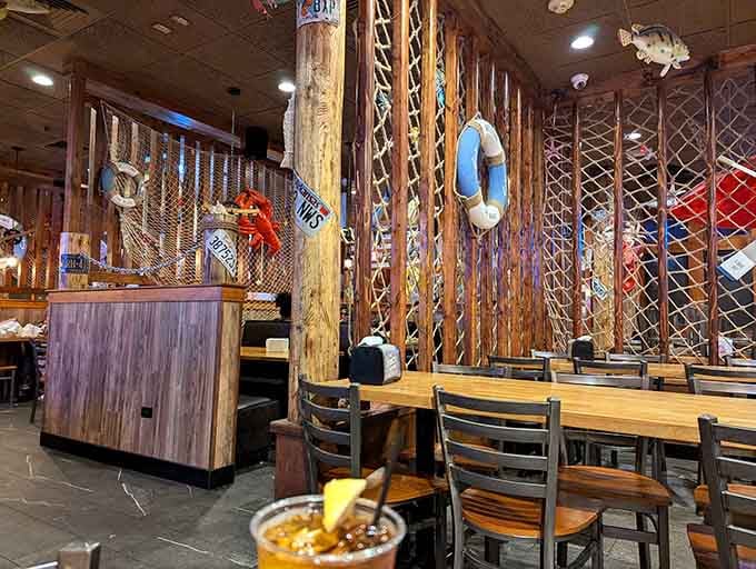 Rustic wood, maritime touches, and enough nautical charm to make you forget you're hundreds of miles from water.