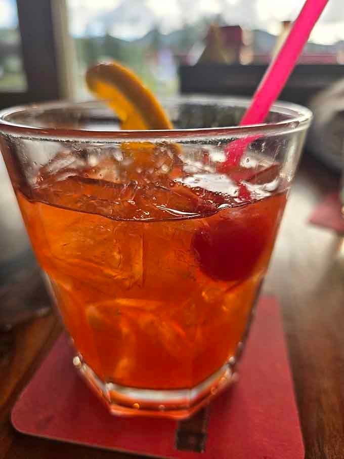 An Old Fashioned served properly over ice, because some classics don't need reinventing or fancy garnishes.