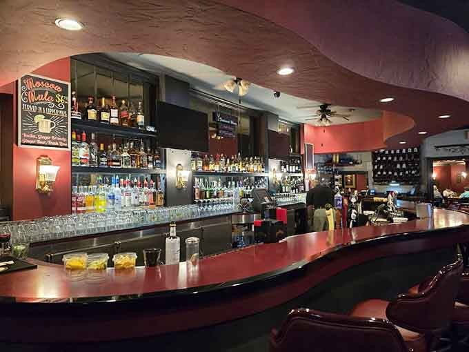 The well-stocked bar area invites you to start your evening right, because great meals deserve equally great cocktails to accompany them.