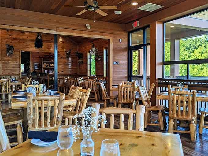 Floor-to-ceiling windows frame lake views so stunning you might actually forget to check your phone during dinner.