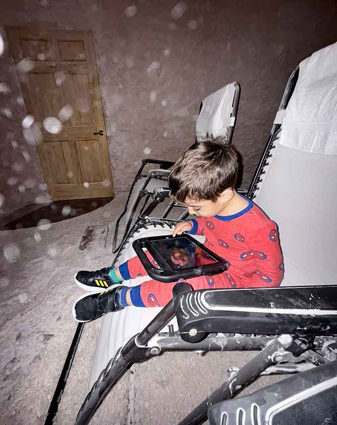 A young visitor enjoying the salt cave, proving this therapeutic experience isn't just for stressed-out adults anymore.