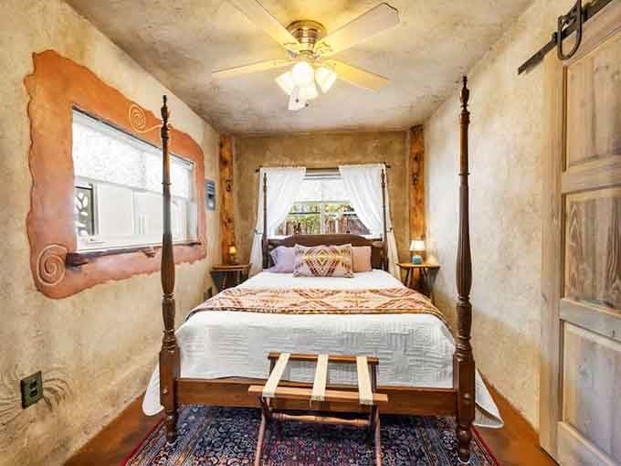 Sleep like Bilbo in this bedroom where adventure dreams come standard with the accommodations.