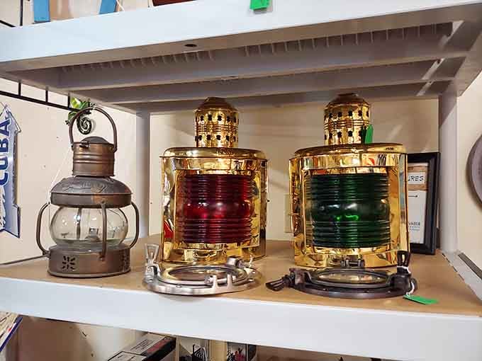 Nautical lanterns that once guided ships now ready to guide your coastal-themed d&eacute;cor dreams to safe harbor.