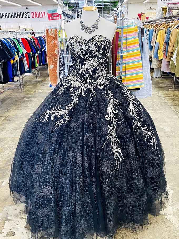 Someone's quinceañera dress awaits its next big moment, because formal wear deserves more than one night of glory.
