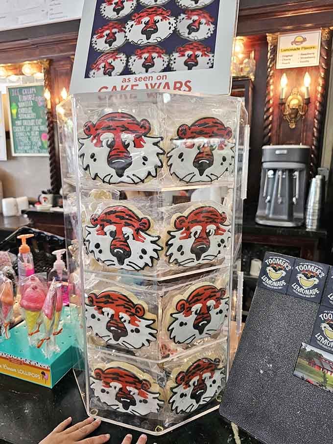 Auburn tiger cookies that are almost too adorable to eat, but you'll manage somehow.