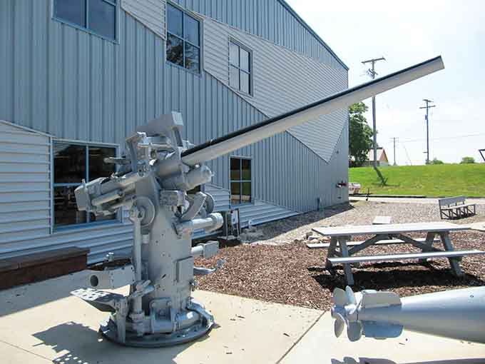 Naval artillery on display shows the surface firepower submarines carried for specific combat situations.