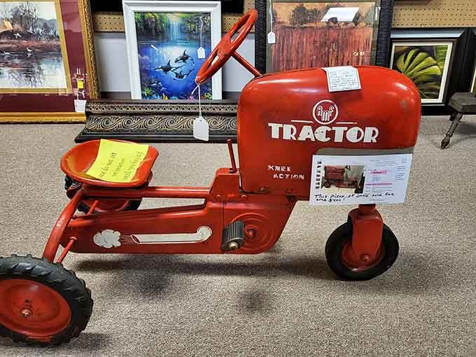 That pedal tractor is every kid's dream from 1950, now every collector's obsession in 2024.