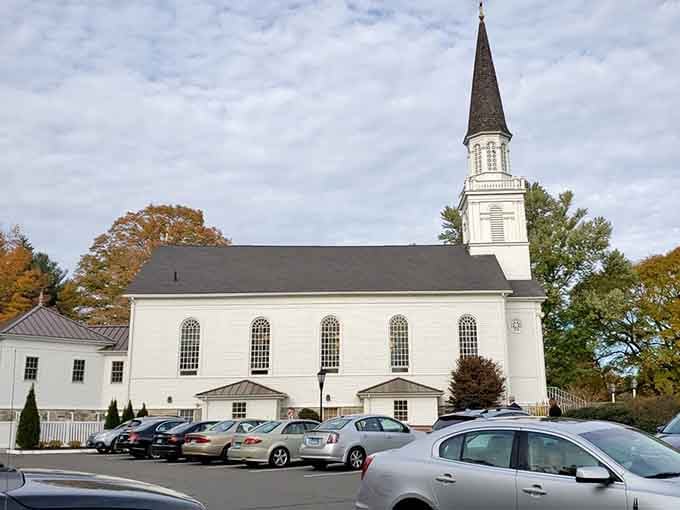 That classic white steeple reaches skyward like it's been doing since your great-great-grandparents were newlyweds.