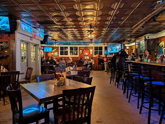 Evening light filters through as the dining room fills with that perfect buzz of happy customers and clinking glasses.