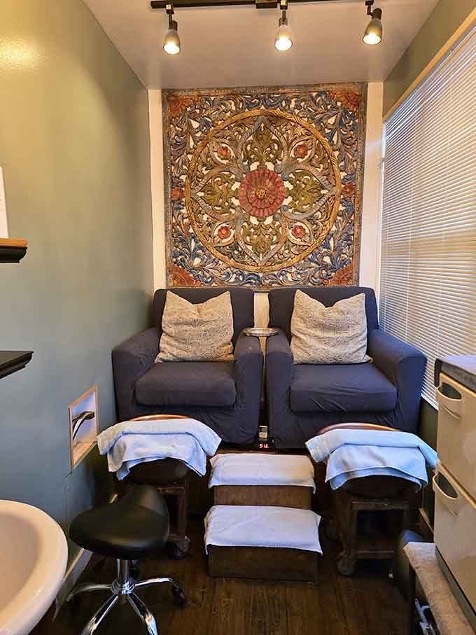 Even the pedicure chairs look like they're ready to transport you to a state of complete and total bliss.