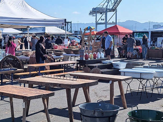 That waterfront view with San Francisco skyline makes finding bargains feel like a scenic vacation bonus.