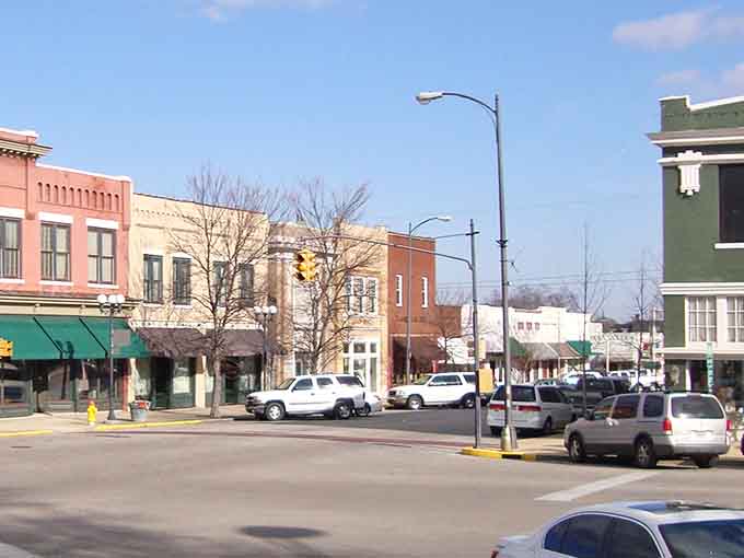 Pastel buildings line up like Easter eggs, bringing cheerful color to a downtown that takes pride in its appearance. 