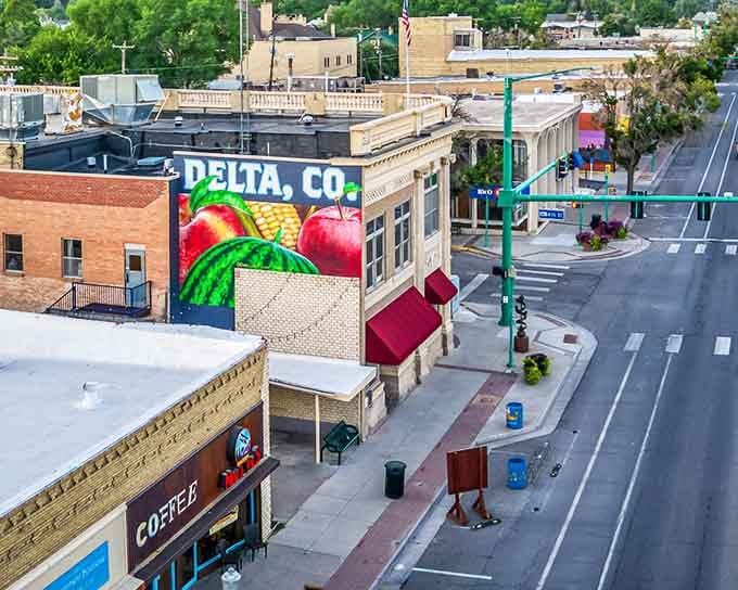 Delta's colorful downtown mural celebrates local agriculture while keeping living costs refreshingly reasonable for retirement budgets everywhere.