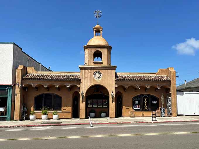Spanish mission bells and warm stucco walls hint at the literary journey waiting inside this unique establishment.