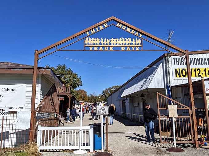 That iconic archway welcomes bargain hunters into a shopping village where "Third Monday" means serious business for treasure seekers statewide.