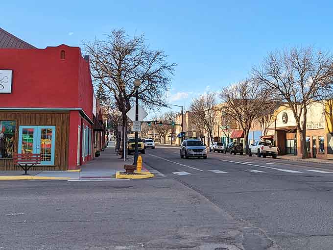 Walsenburg's tree-lined streets offer shade and character, where nature and architecture have reached a comfortable understanding over decades.