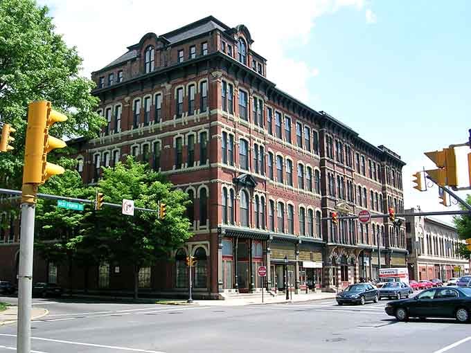 Historic brick buildings line Williamsport's streets, offering charming downtown living where your Social Security check covers more than just the basics.
