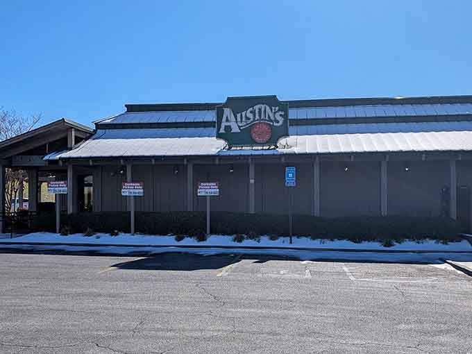 Even under winter's blanket, this place draws crowds who know quality beef waits inside those doors.