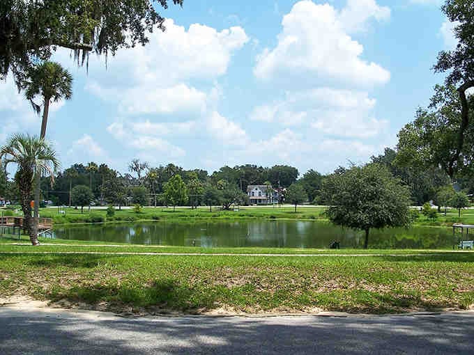 This peaceful pond reflects the sky like a mirror, offering free entertainment for anyone who takes time to look.