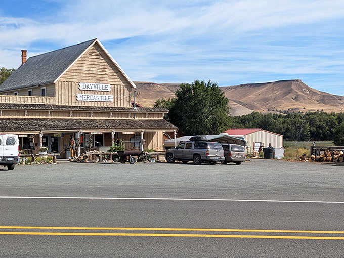 The general store stands ready with supplies and stories, serving as the heart of this remote valley.