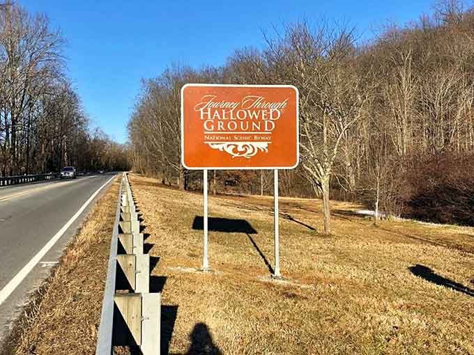 The Journey Through Hallowed Ground sign marks your passage through history, no time machine required for this trip.