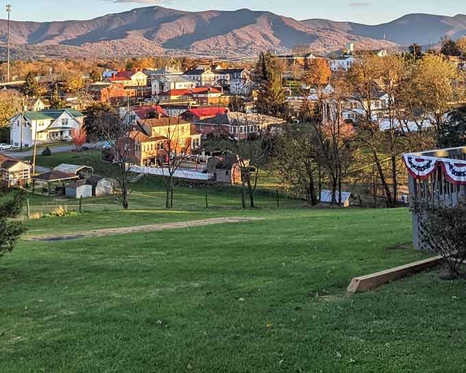 Mountains embrace this little town like protective arms, creating a postcard view from every single angle.