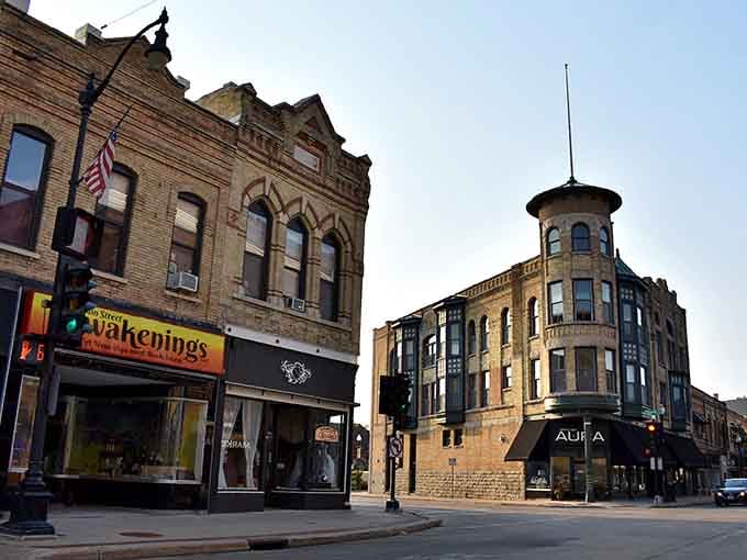 Historic facades frame modern businesses perfectly, where Oshkosh honors its past while embracing the future enthusiastically.