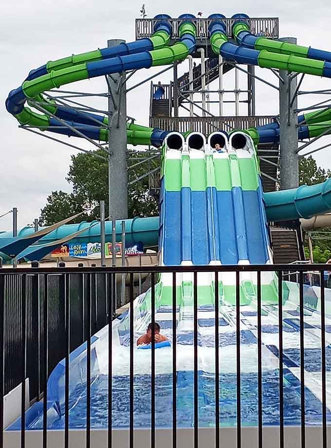 Four racing lanes mean serious competition—this is where family bragging rights get decided every single summer without fail.