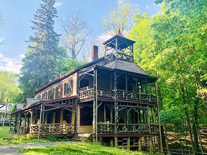 This striking structure looks like it stepped straight out of a gothic novel and into the Jersey woods.
