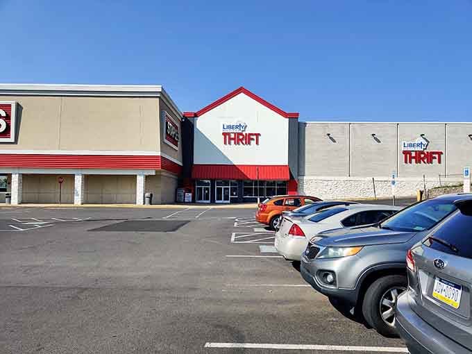 That red-trimmed facade isn't just for show; it's your beacon to bargain paradise in Bucks County.