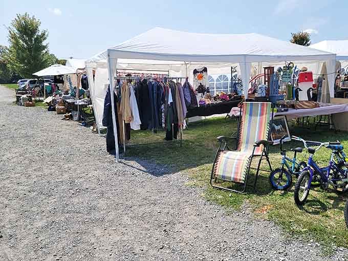 One person's closet cleanout becomes your weekend treasure hunt under these welcoming white tents.