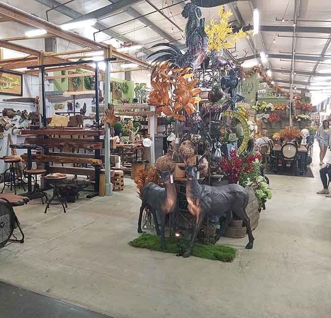When life-size metal sculptures of farm animals become your shopping companions, you know you're in for an interesting day.
