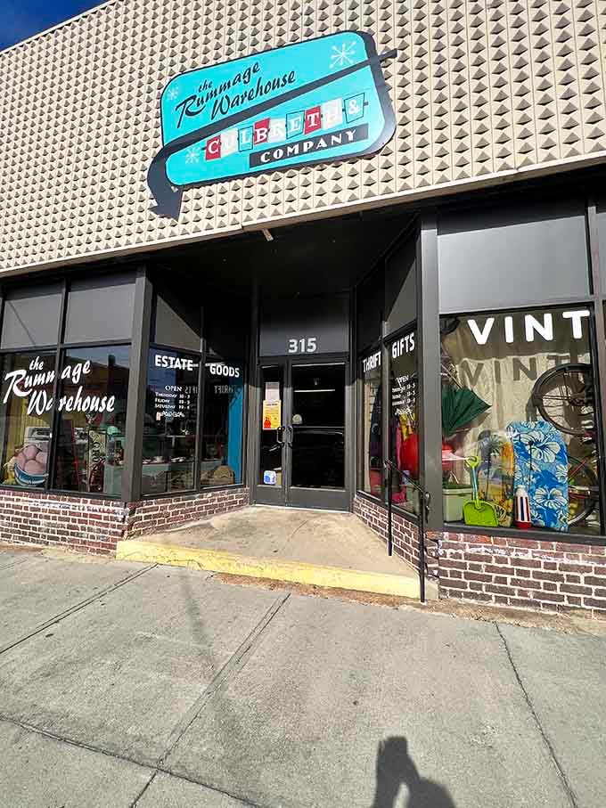 That retro sign out front isn't trying too hard, it's just confidently announcing treasure awaits inside.