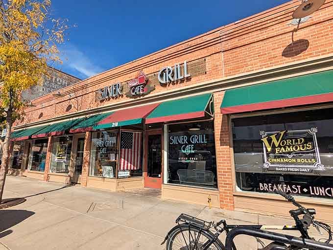 That colorful awning and vintage signage aren't just decoration; they're a time machine to breakfast's golden age.