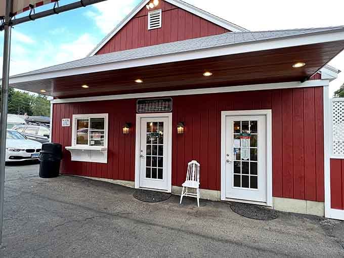 That red barn exterior isn't just charming, it's practically begging you to come inside for ice cream.