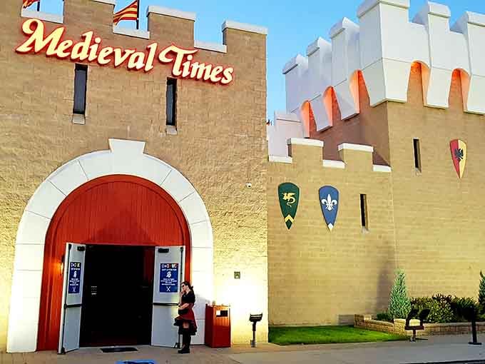 That castle facade rising from suburban Schaumburg proves dinner theater doesn't need subtlety to succeed spectacularly.