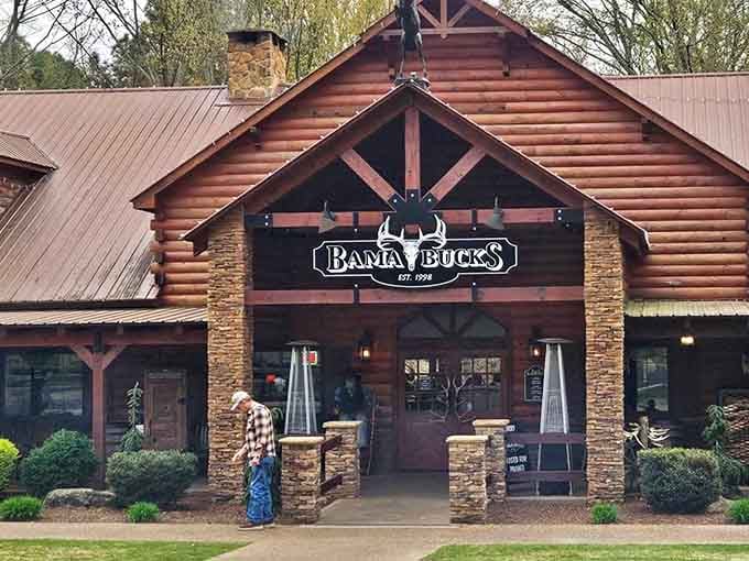 That log cabin exterior isn't just for show&mdash;it's your first hint that something wonderfully unexpected awaits inside.