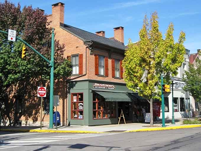 Historic storefronts line Market Street where architecture tells stories and window shopping becomes an actual pleasure.