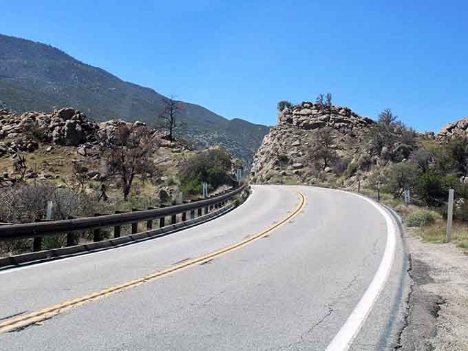 The road curves like it's auditioning for a sports car commercial, beckoning you toward adventure.