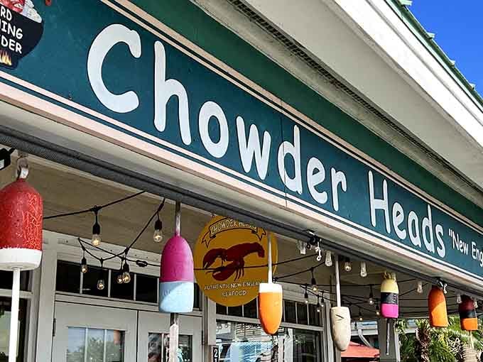 That cheerful signage and colorful buoy collection outside promises New England authenticity in the most unlikely Florida location.